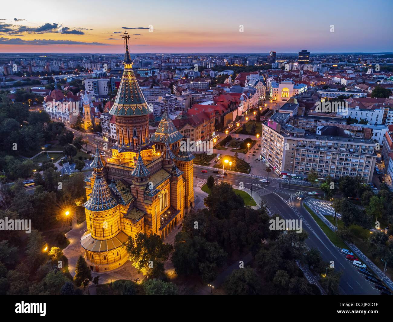 Aerial flight above illuminated traffic hi-res stock photography and ...