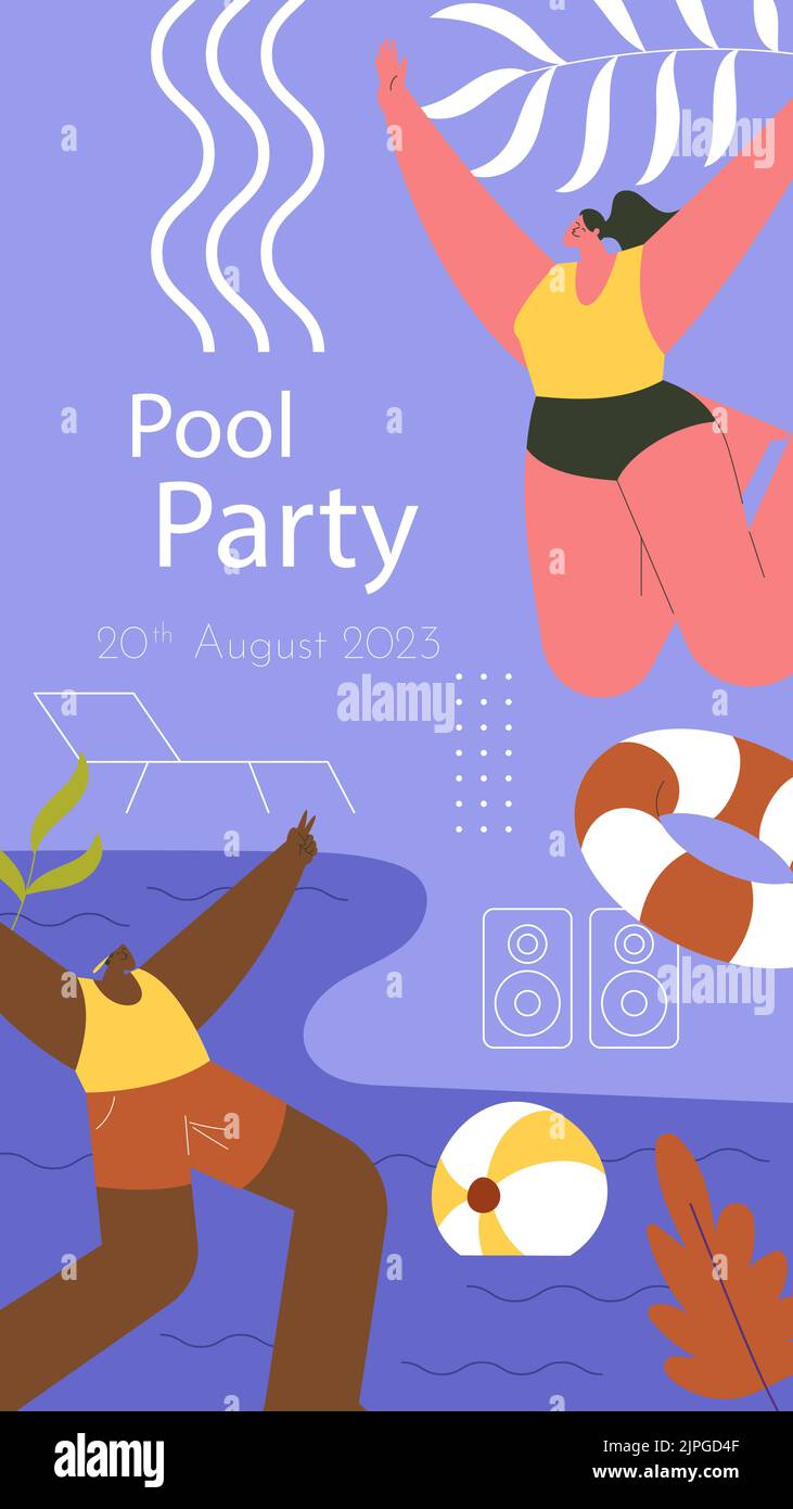 Flat design pool party template Vector illustration Stock Vector Image ...
