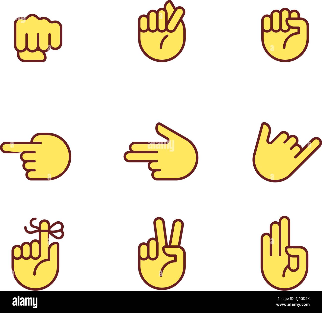 Visual messages by hands pixel perfect RGB color icons set Stock Vector ...