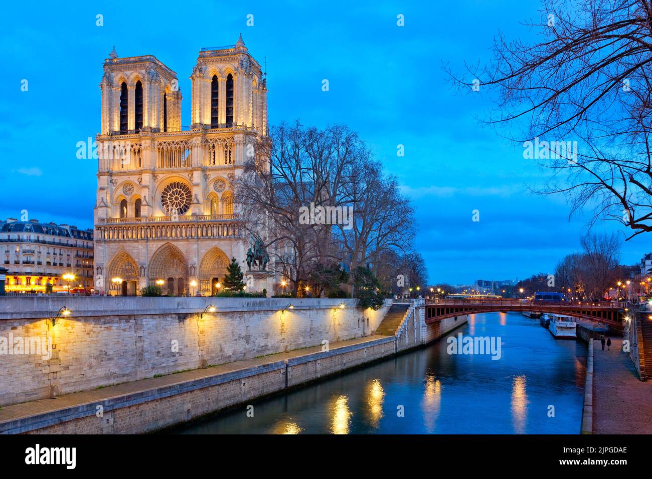 Paris sunset city skyline panorama at Notre Dame de Paris Cathedral and ...
