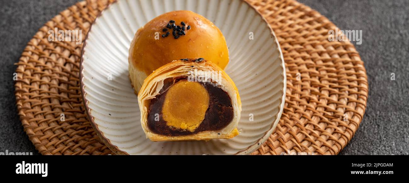 Design concept of Moon cake yolk pastry, mooncake for Mid-Autumn ...
