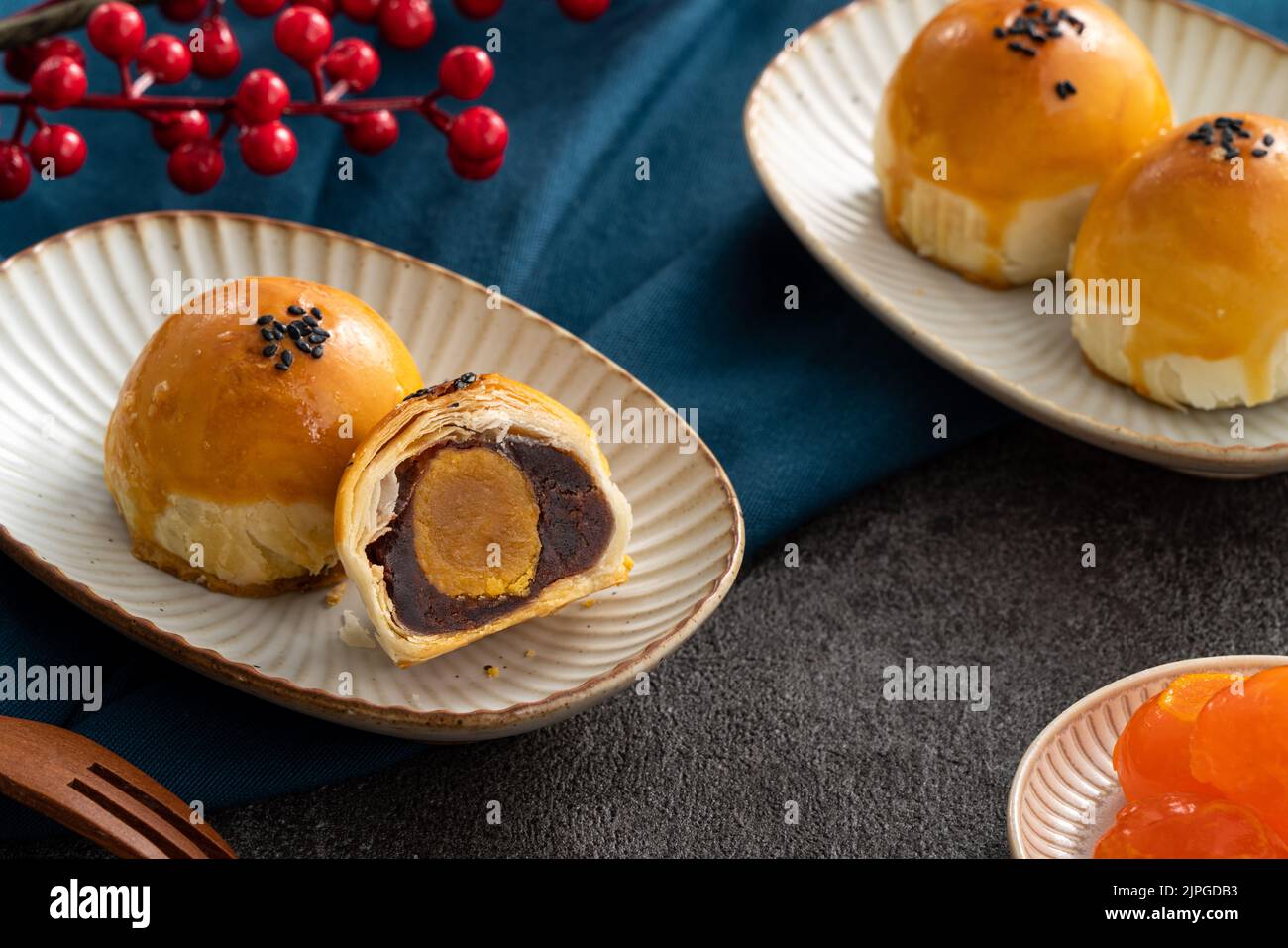 Design concept of Moon cake yolk pastry, mooncake for Mid-Autumn ...