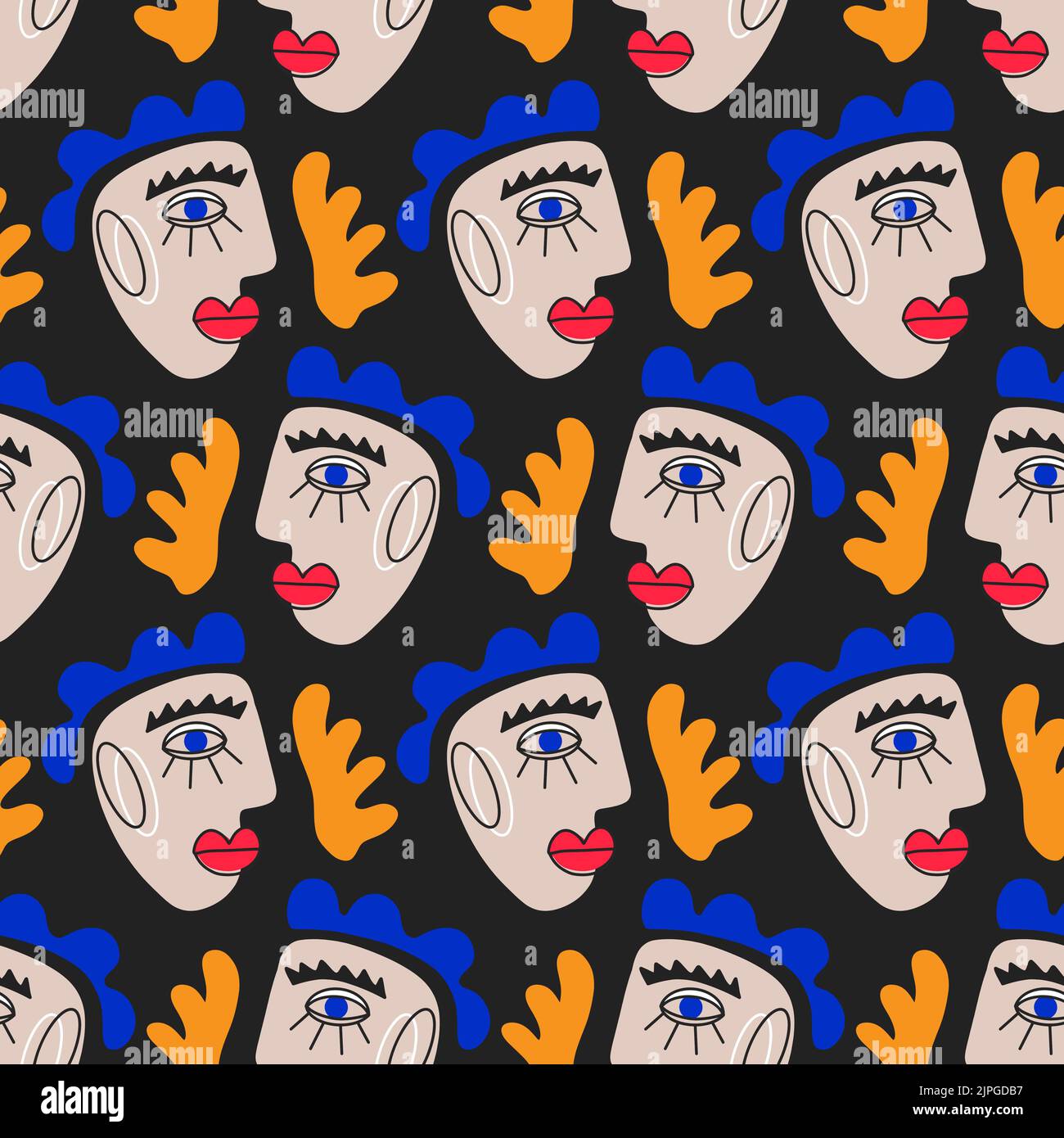 Abstract People Faces Seamless Pattern Stock Vector Image & Art - Alamy