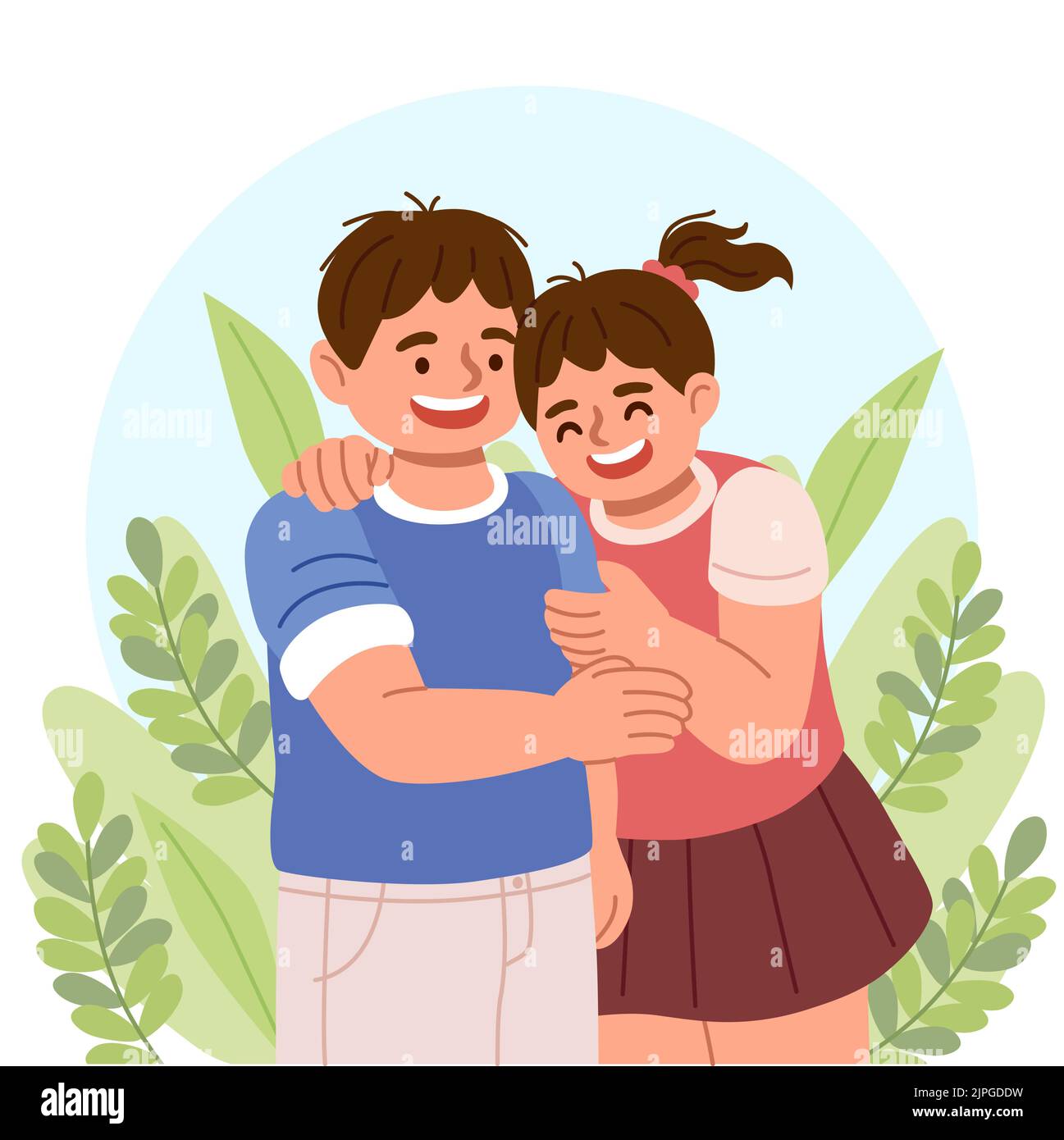 Watercolor siblings boy and girl Vector illustration Stock Vector Image ...
