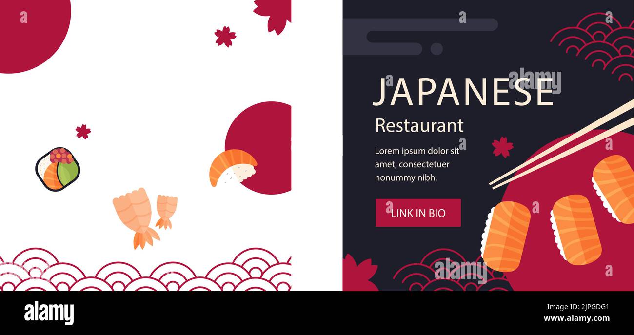 Flat design japanese restaurant template design Vector illustration ...