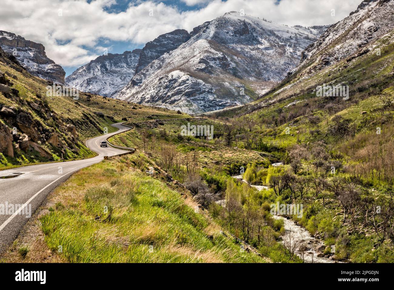 Lamoille Creek in Lamoille Canyon in Ruby Mountains, after snow storm ...