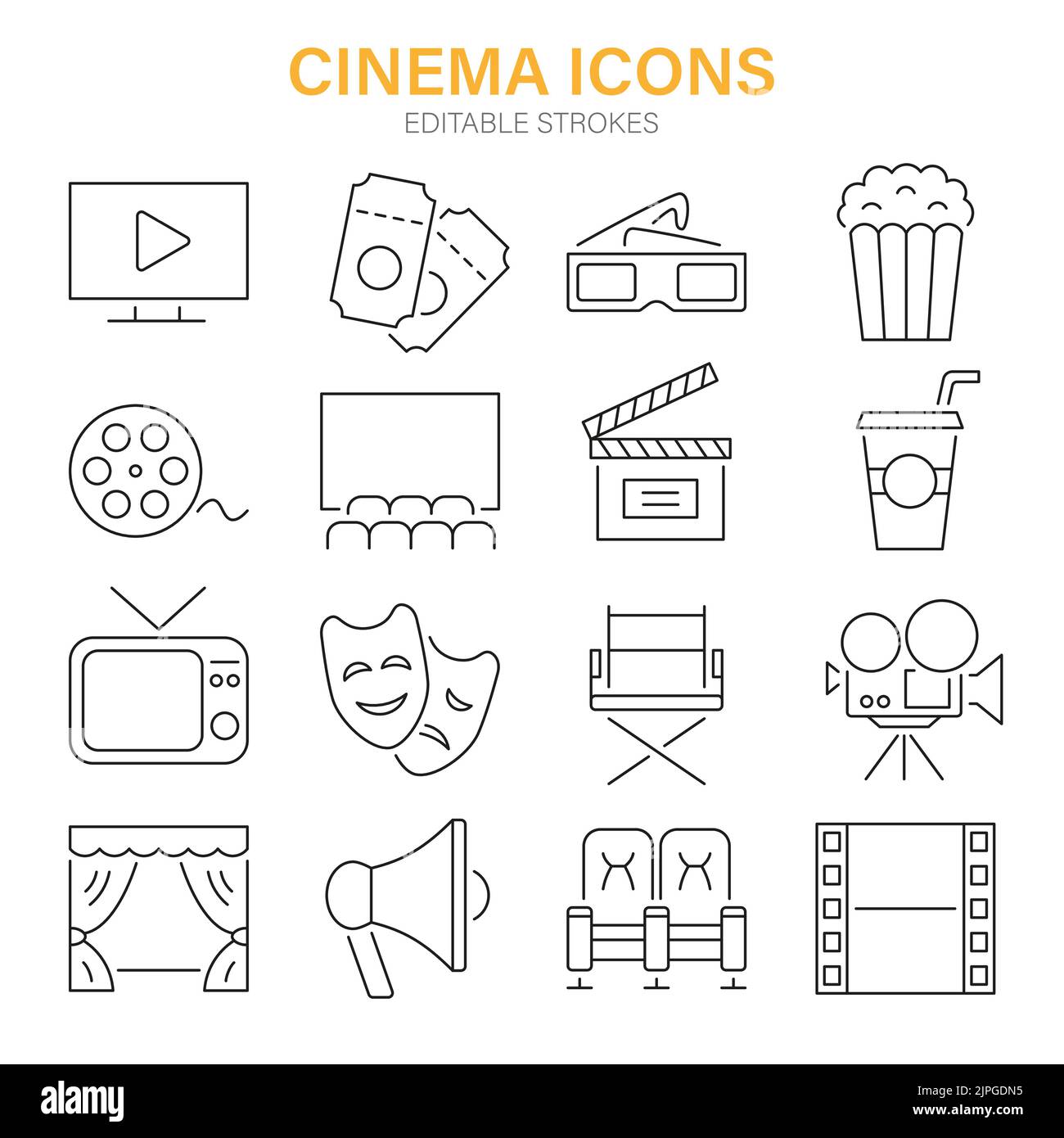 Set of Cinema Icons. Entertainment Logo Elements Collection Stock ...