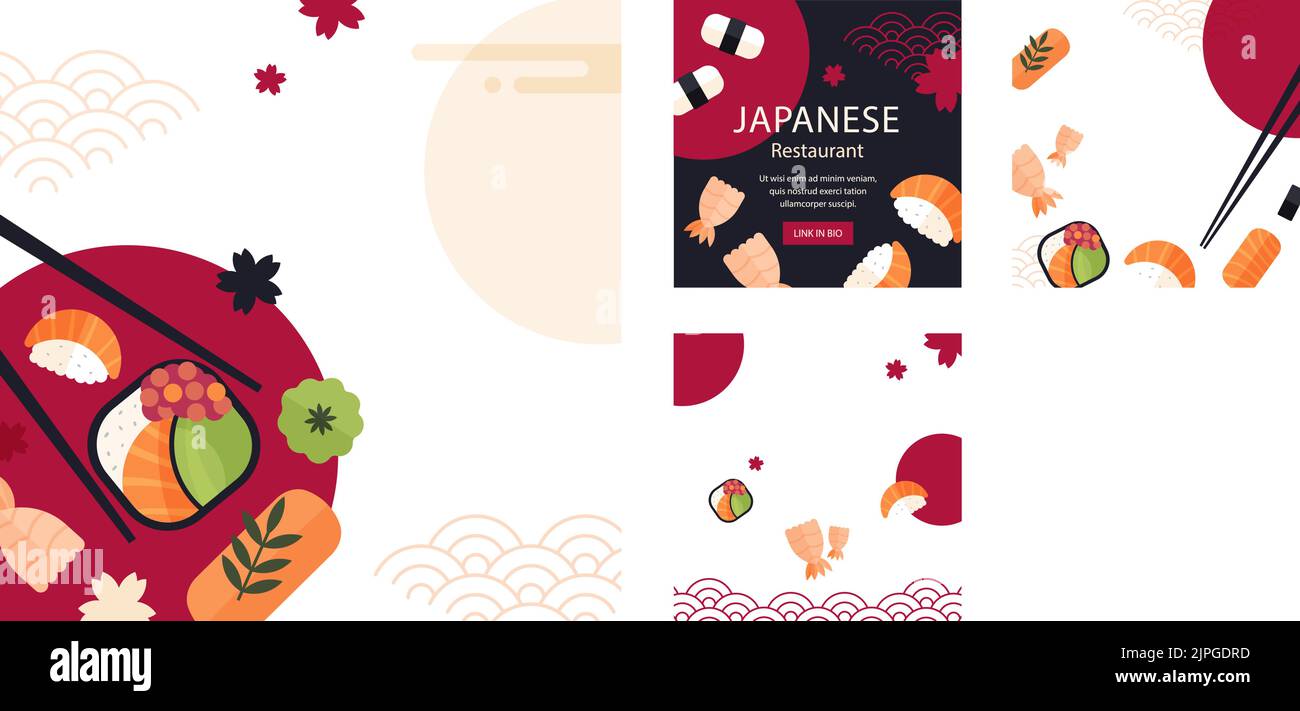 Flat design japanese restaurant template design Vector illustration ...
