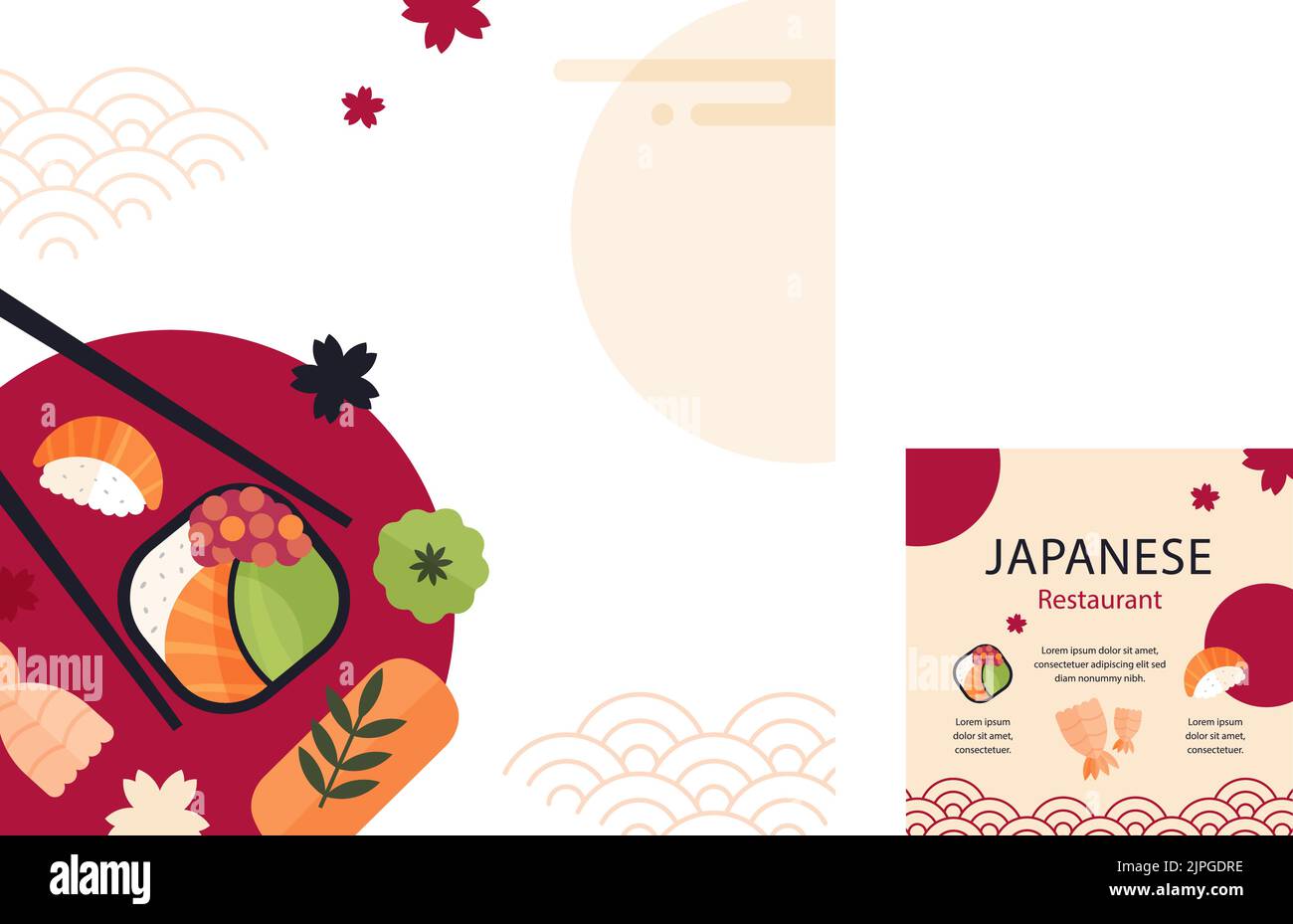 Flat design japanese restaurant template design Vector illustration ...