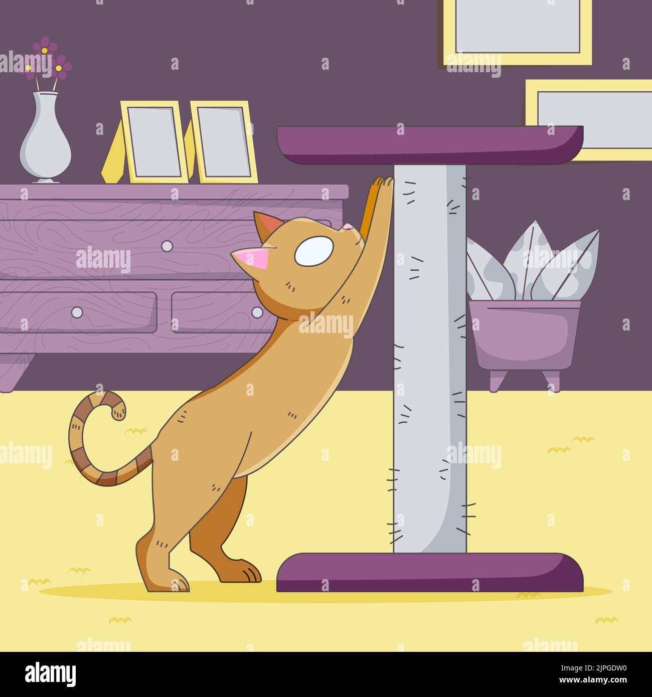 Hand drawn illustration for international cat day celebration Vector ...