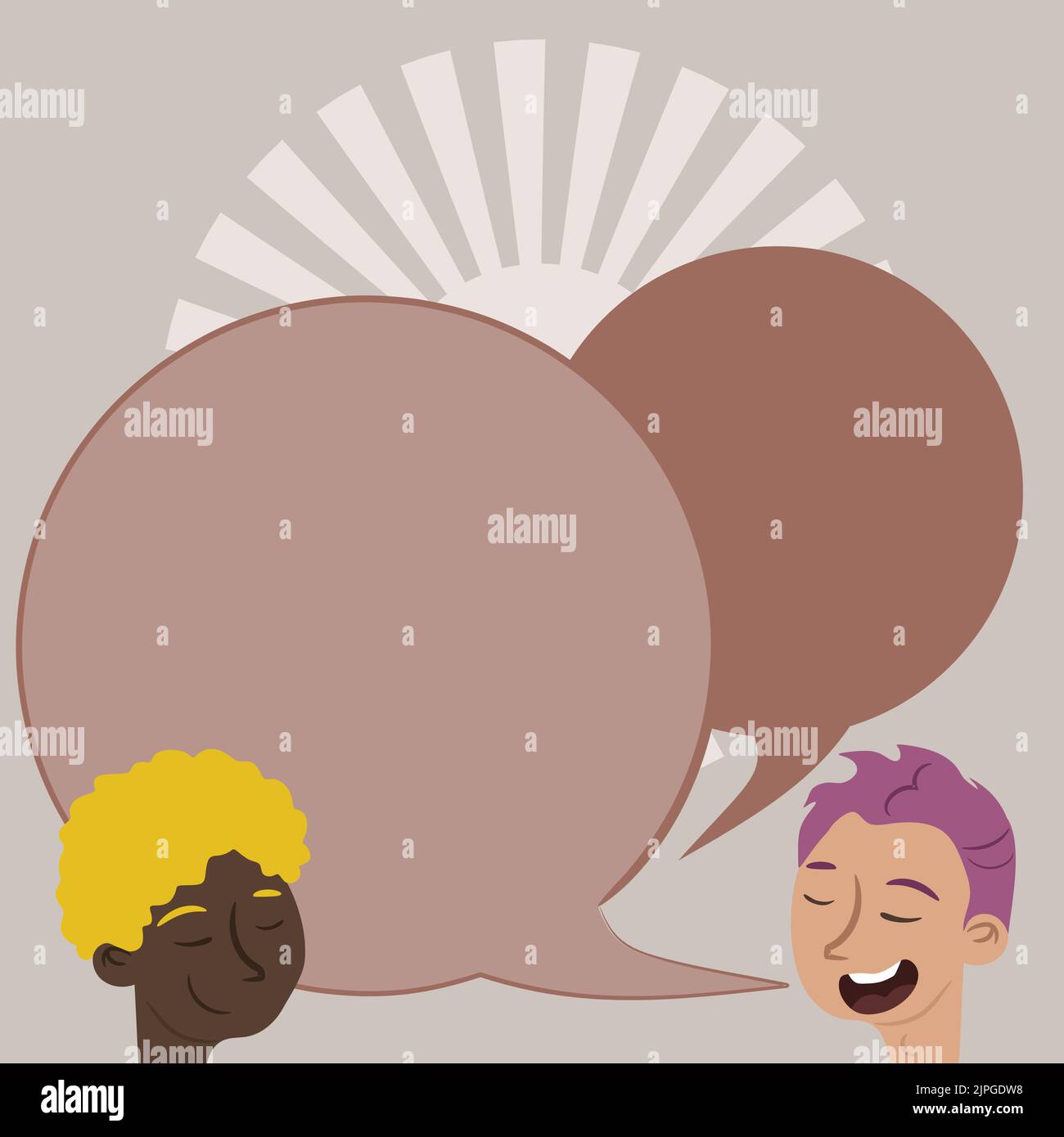 Happy Friends Drawing Standing Talking To Each Other With Speech ...