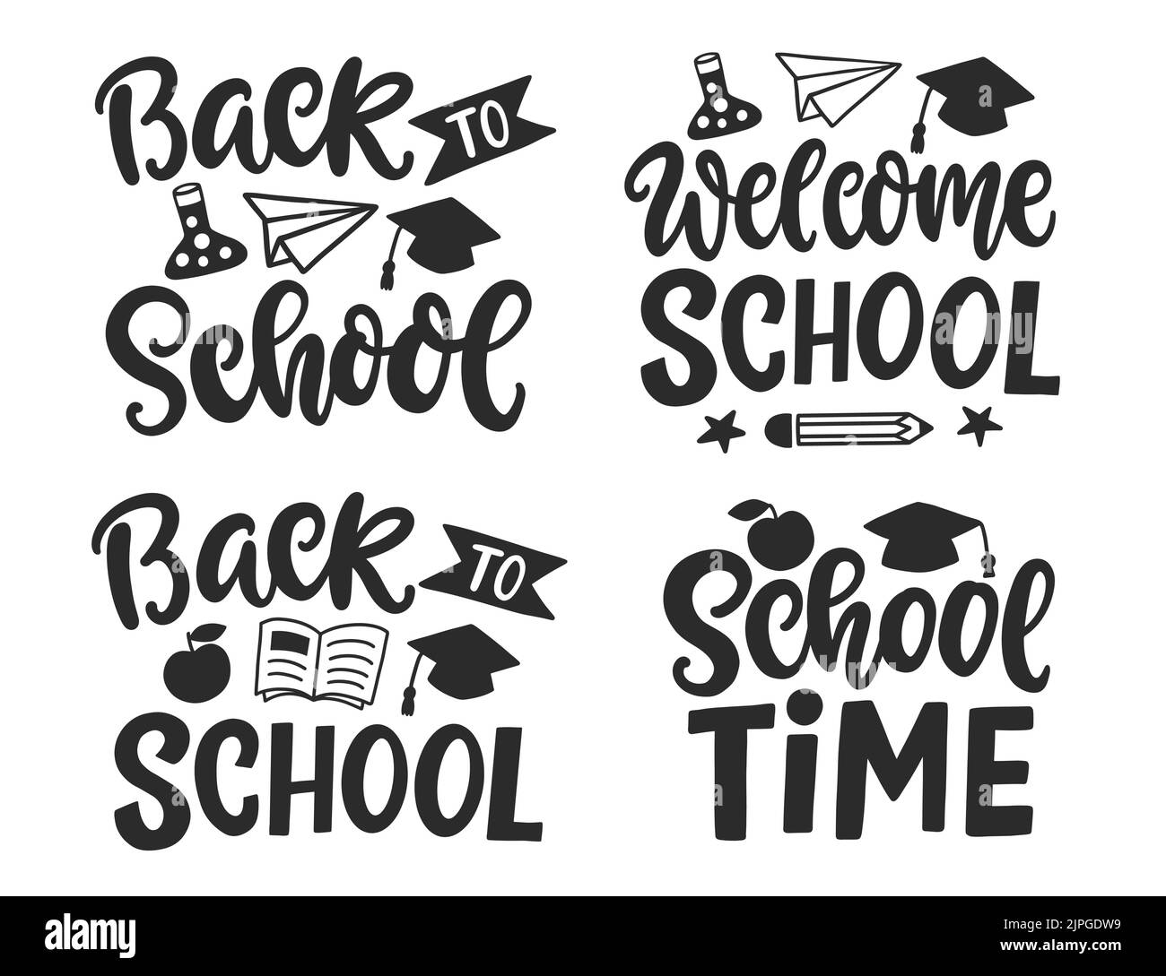 Back to School Vector hand lettering banner template set Stock Vector ...