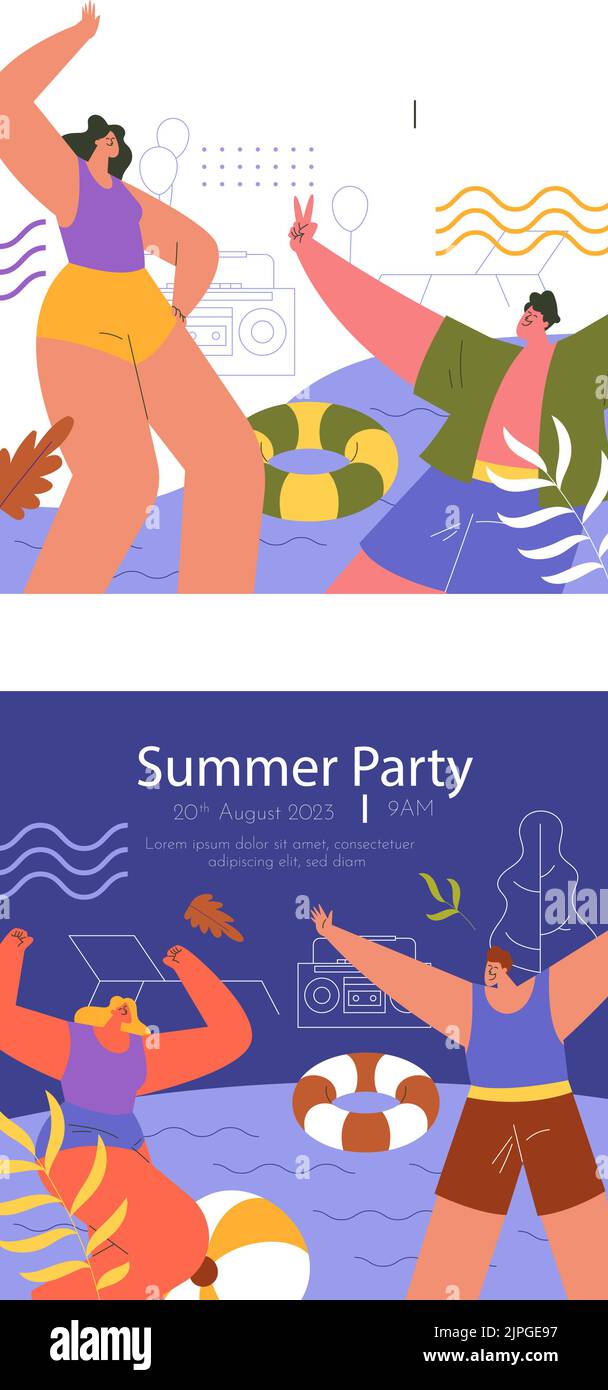 Flat design pool party template Vector illustration Stock Vector Image ...