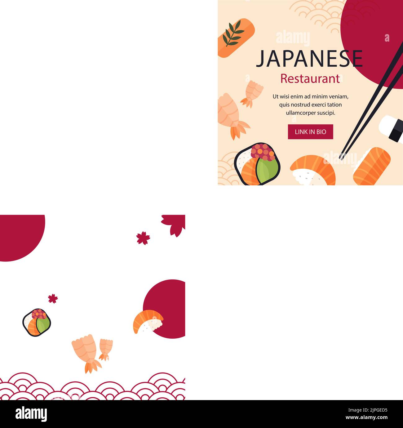 Flat design japanese restaurant template design Vector illustration ...