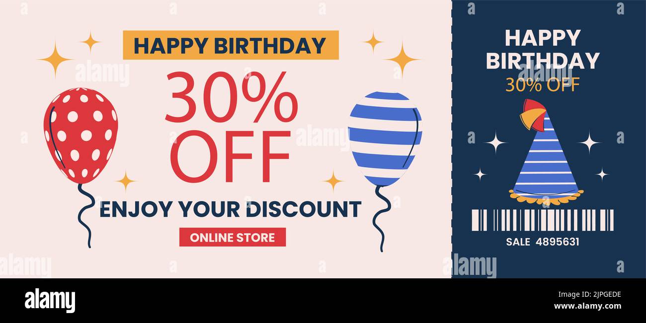 Birthday sale coupon design template Vector illustration Stock Vector ...