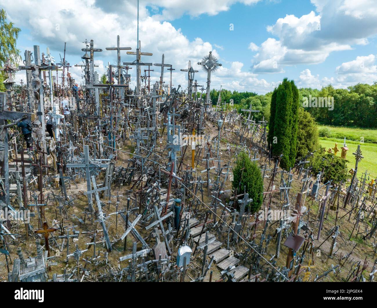 Aerial view of Hill of Crosses or KRYZIU KALNAS in Lithuania Stock ...