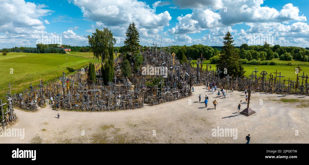 Aerial view of Hill of Crosses or KRYZIU KALNAS in Lithuania Stock ...