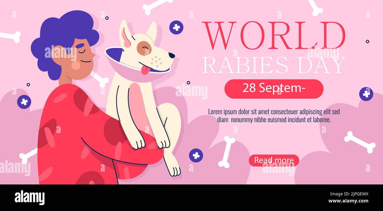 Flat world rabies day horizontal banner template Vector illustration ...