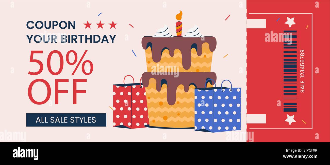 Birthday sale coupon design template Vector illustration Stock Vector ...