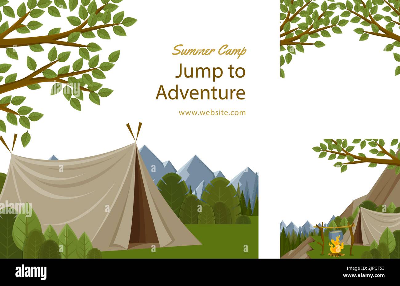 Flat design summer camp template Vector illustration Stock Vector Image ...