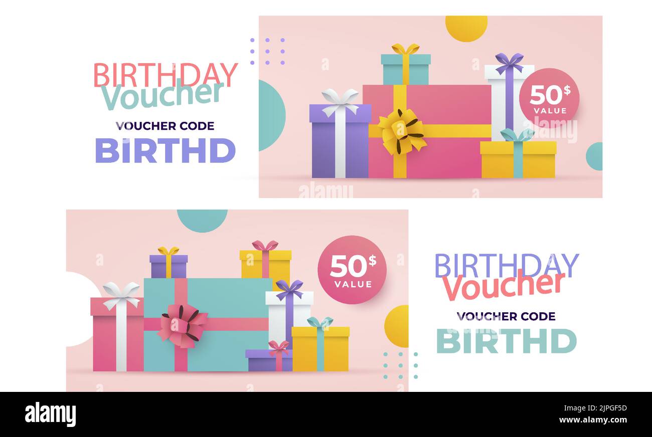 Gradient birthday sale coupon template Vector illustration Stock Vector ...