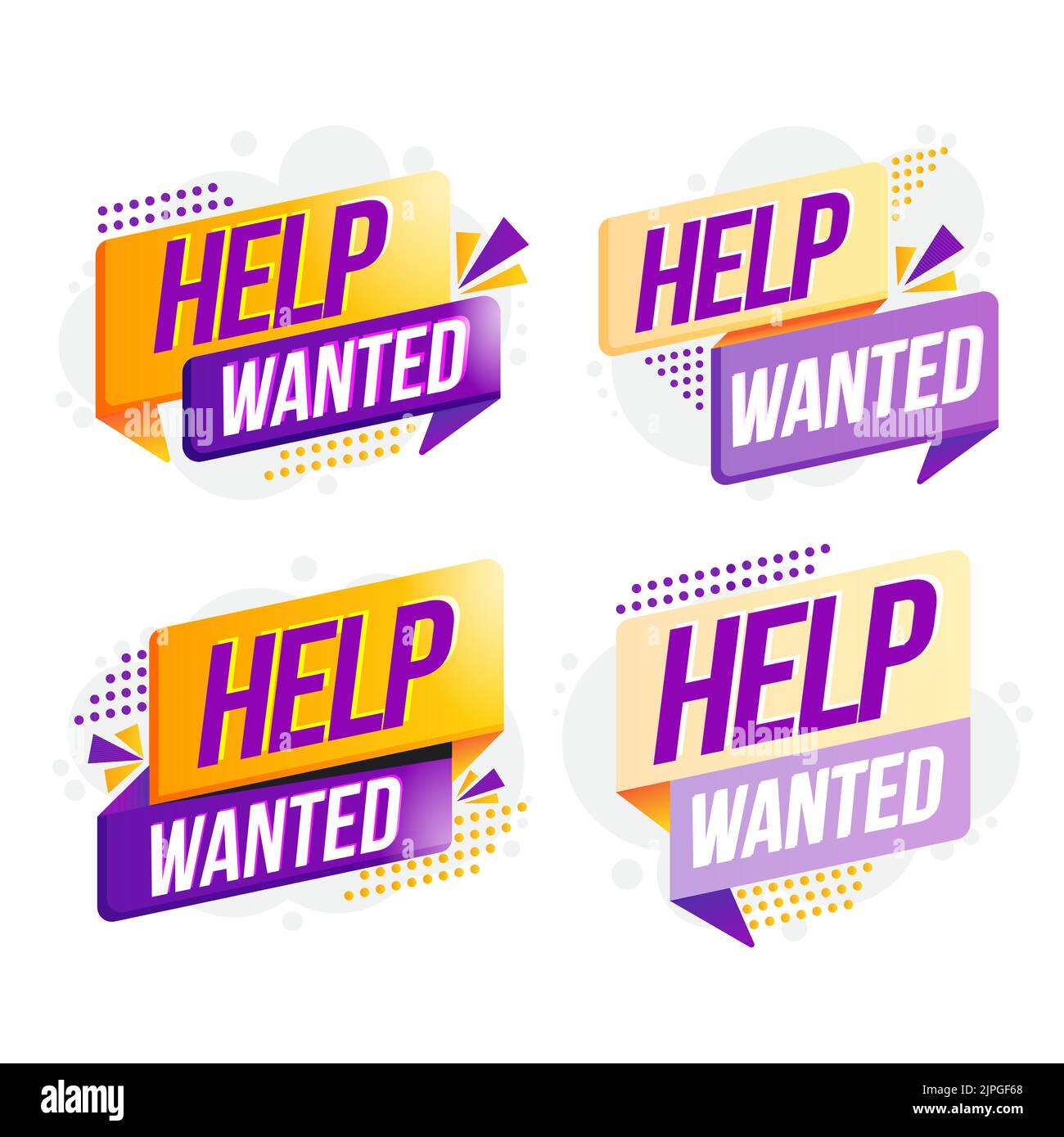 Gradient help wanted labels design Vector illustration Stock Vector ...