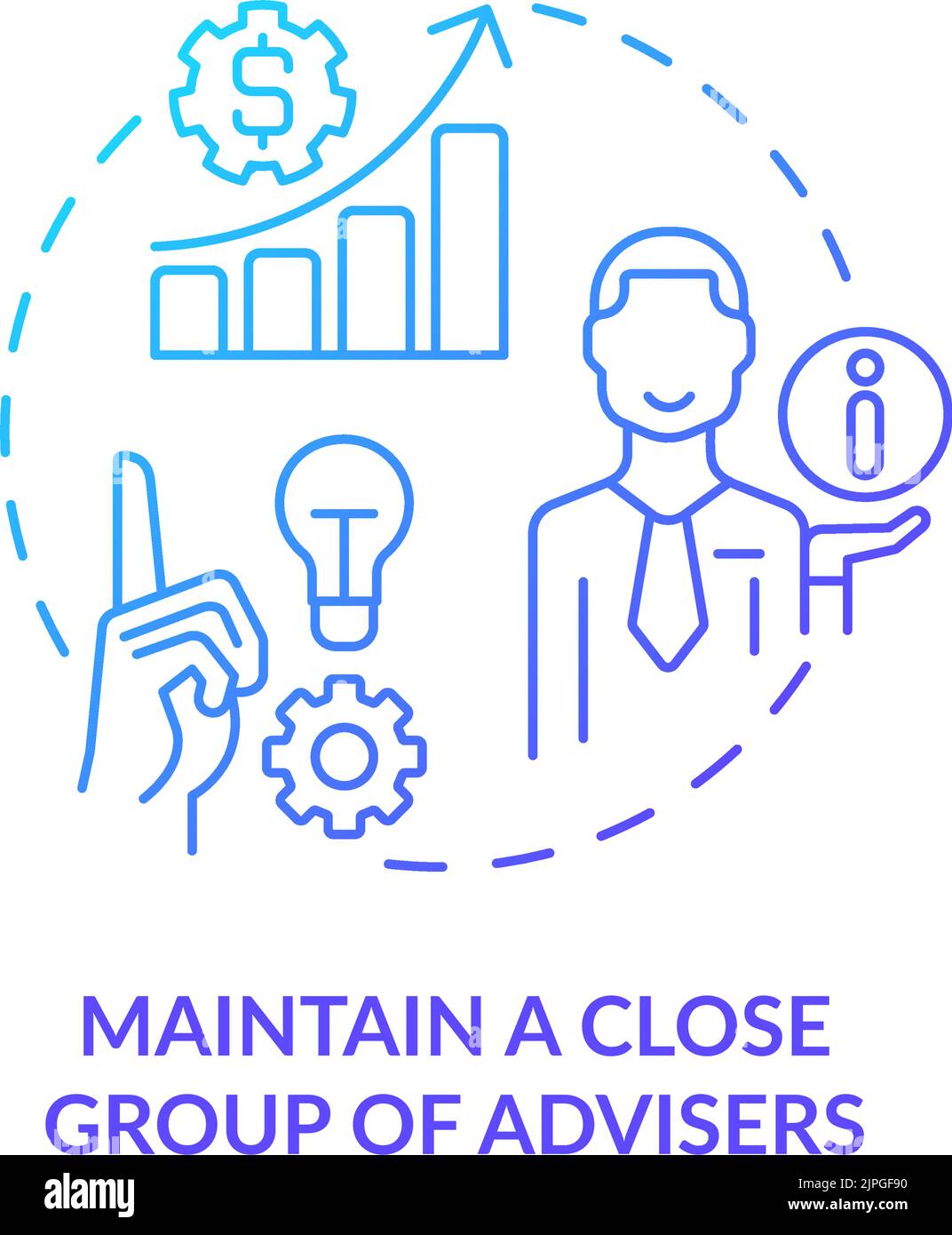 Maintain close group of advisers blue gradient concept icon Stock ...