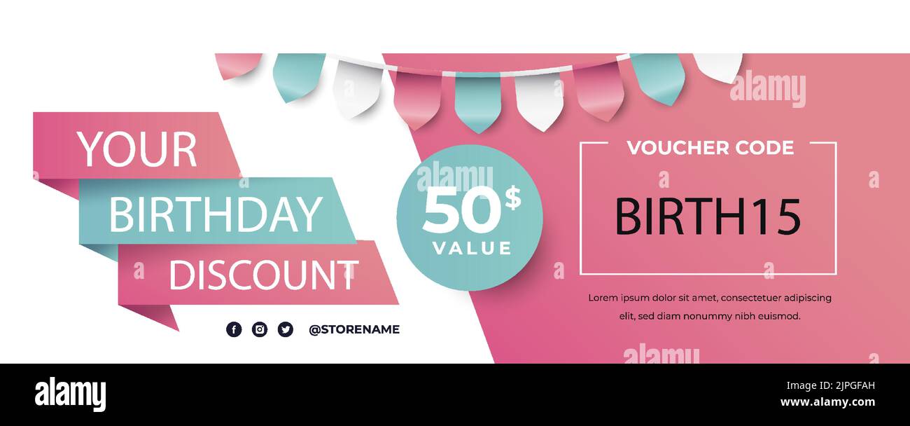 Gradient birthday sale coupon template Vector illustration Stock Vector ...