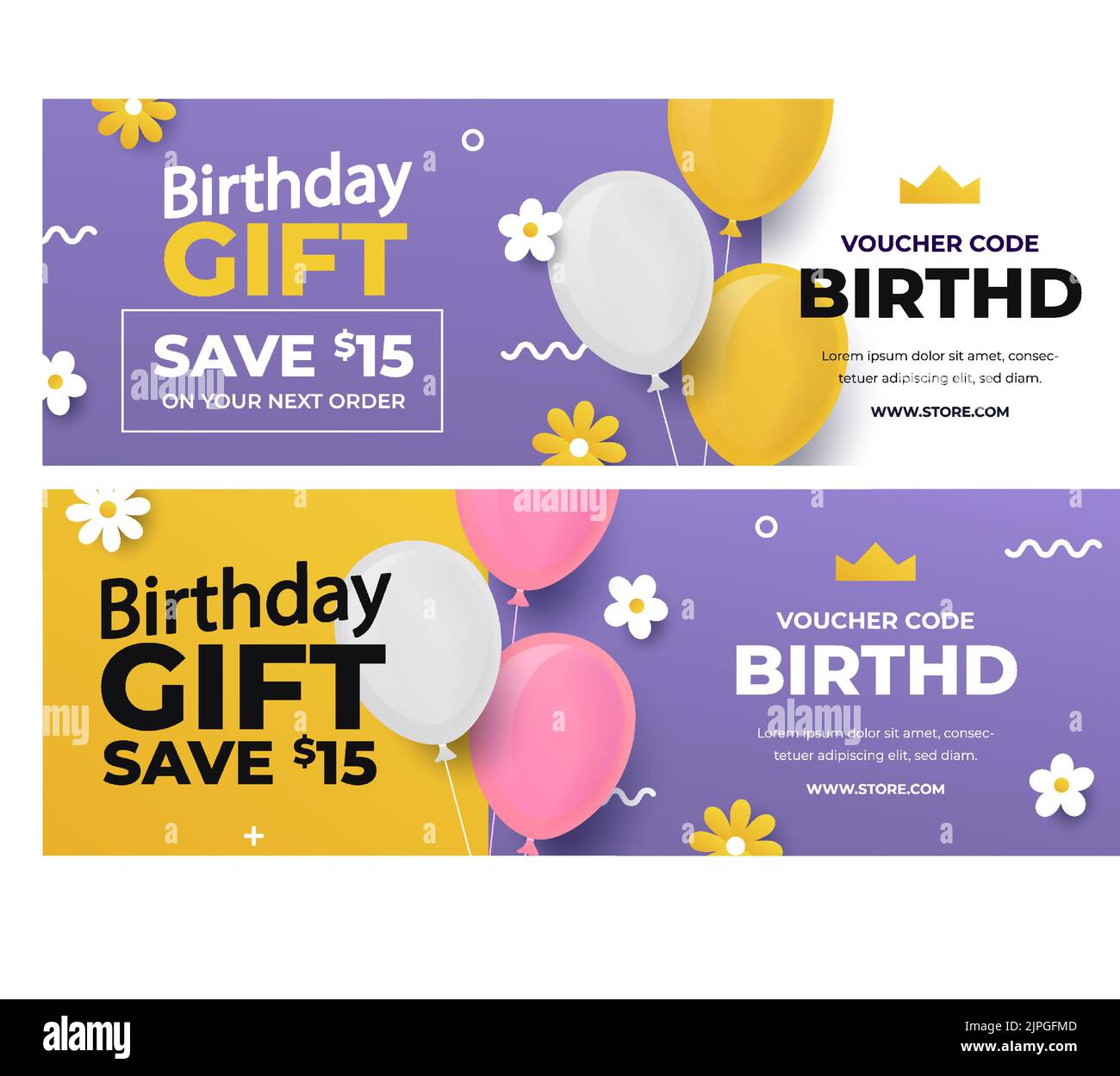 Gradient birthday sale coupon template Vector illustration Stock Vector ...