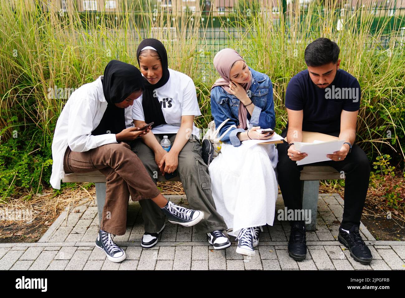 Students look at their A-level results at Ark Putney Academy, south ...