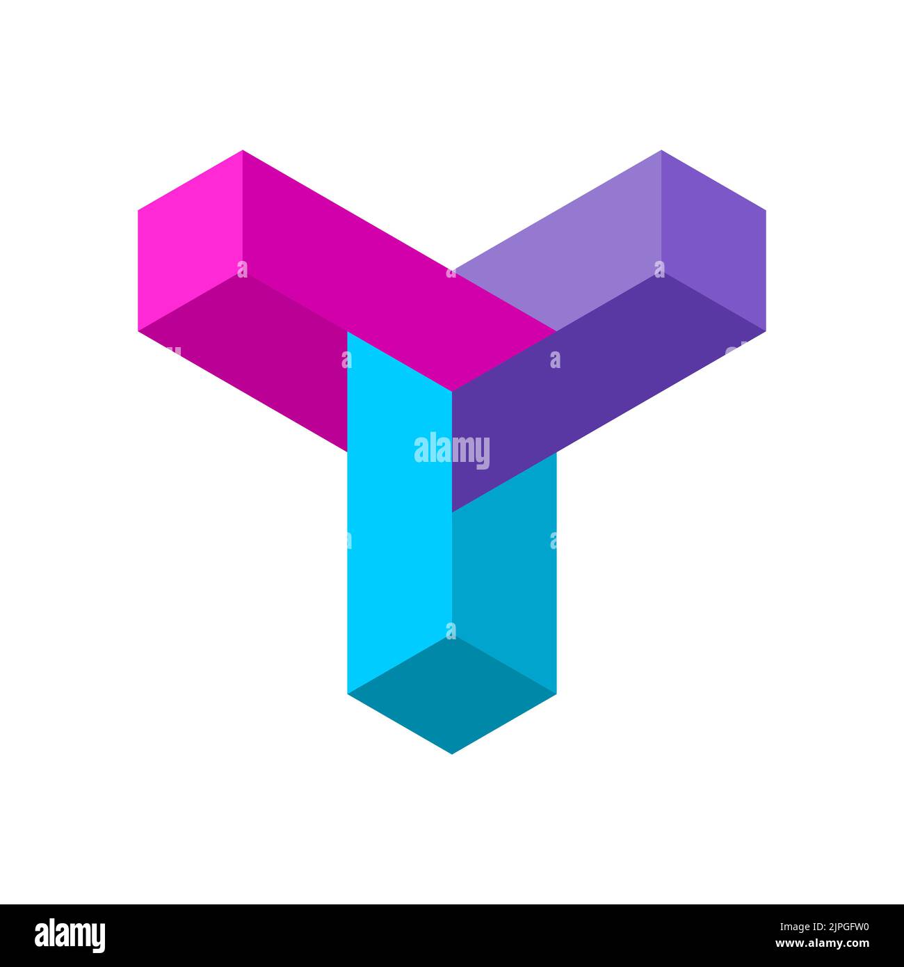 Colorful Y logo template. Infinite geometric shape. 3D letter Y made of ...