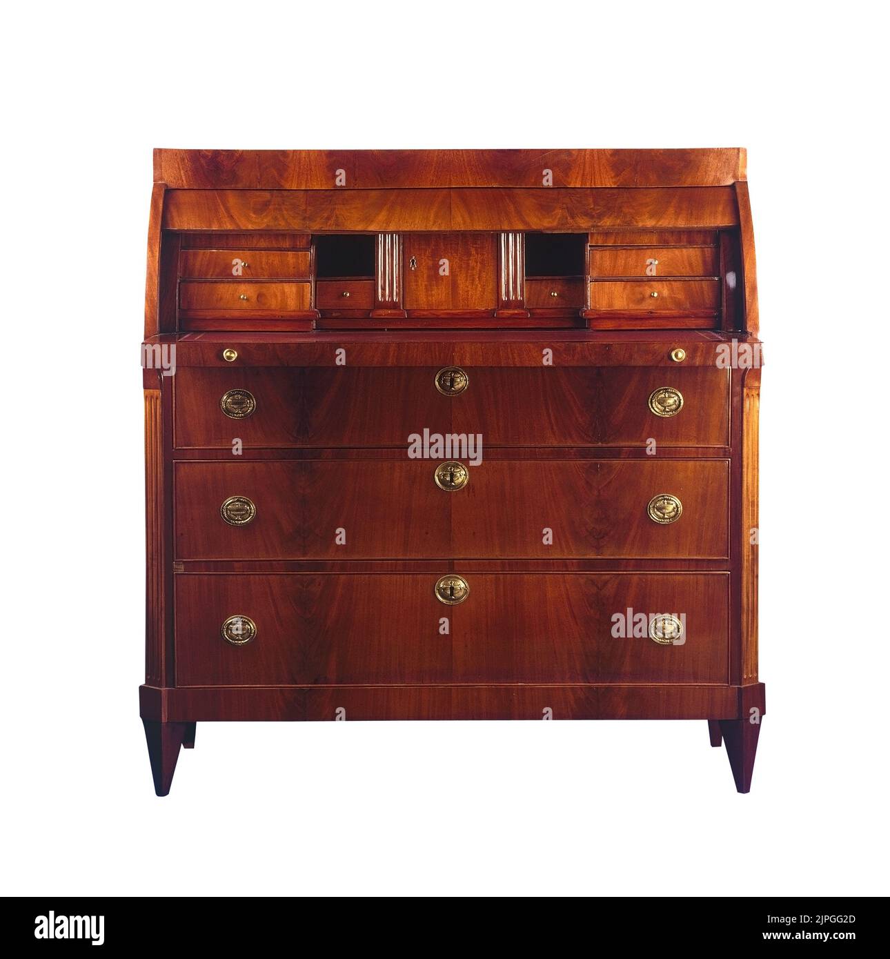 Antique style secretary desk isolated on white with clipping path Stock ...