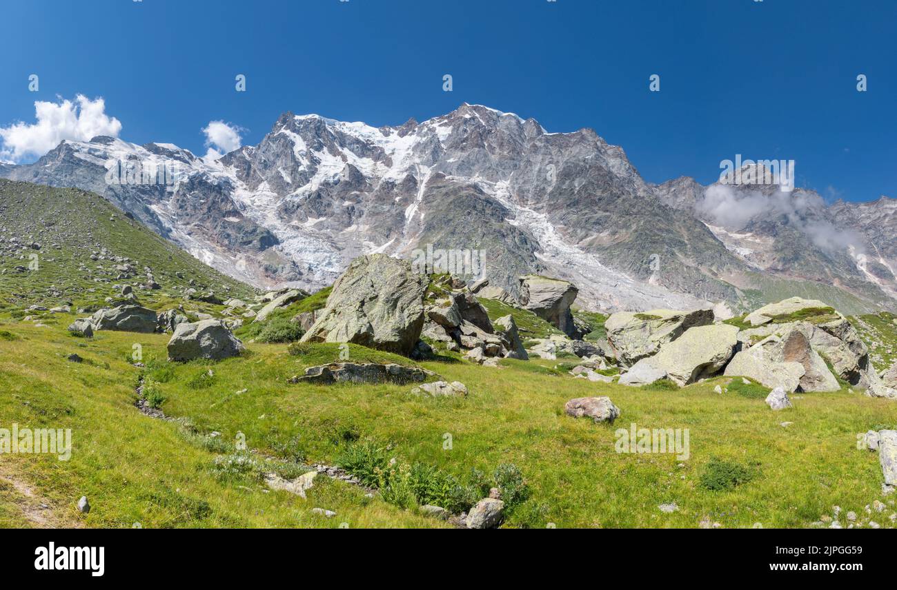 The Monte Rosa and Punta Gnifetti paks - Valle Anzasca valley Stock ...