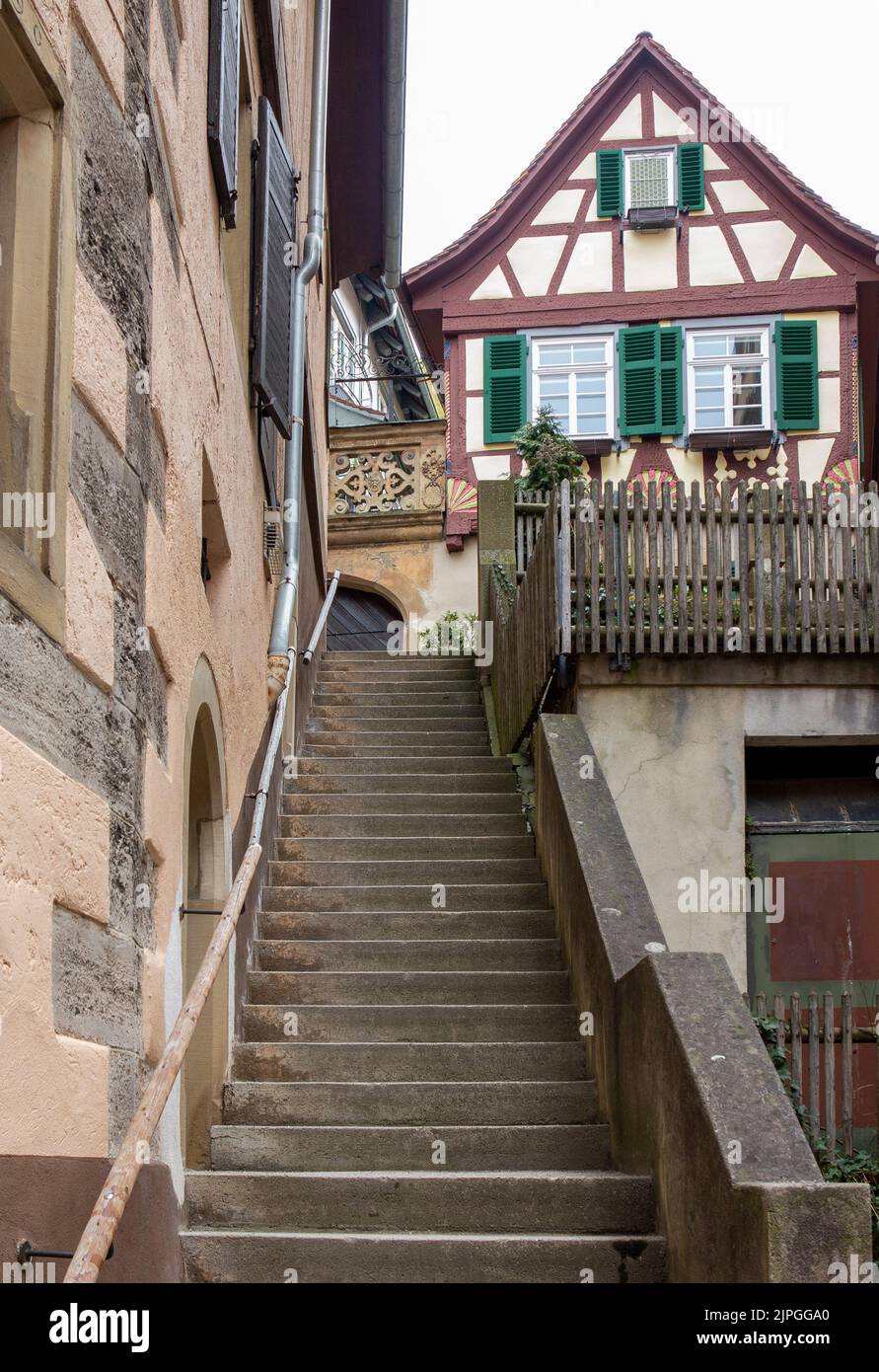 old town, timbered, stairs, old towns, half-timbered, timbereds ...