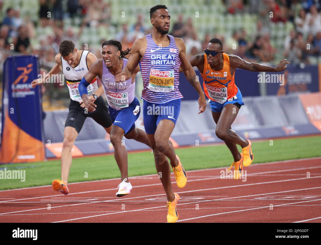 Dylan Borlee of Belgium, Alex Haydock-Wilson and Matthew Hudson-Smith ...