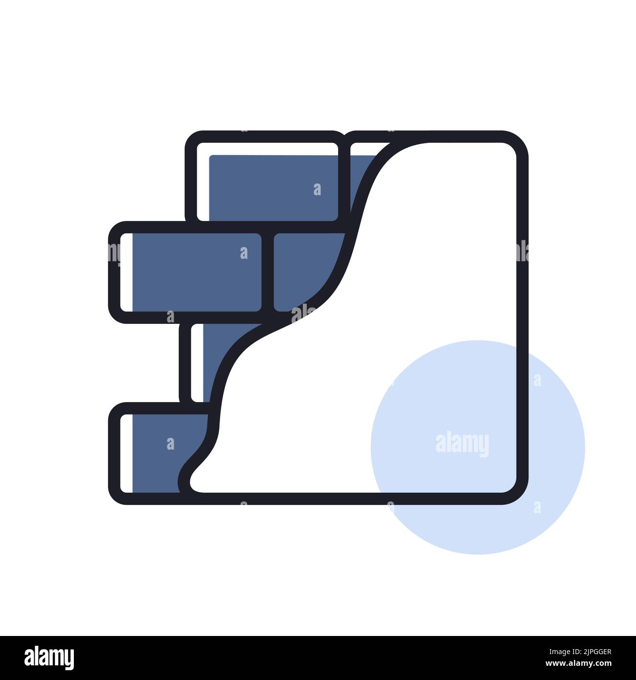 Brick wall with plaster or plastering icon. Construction, repair and ...