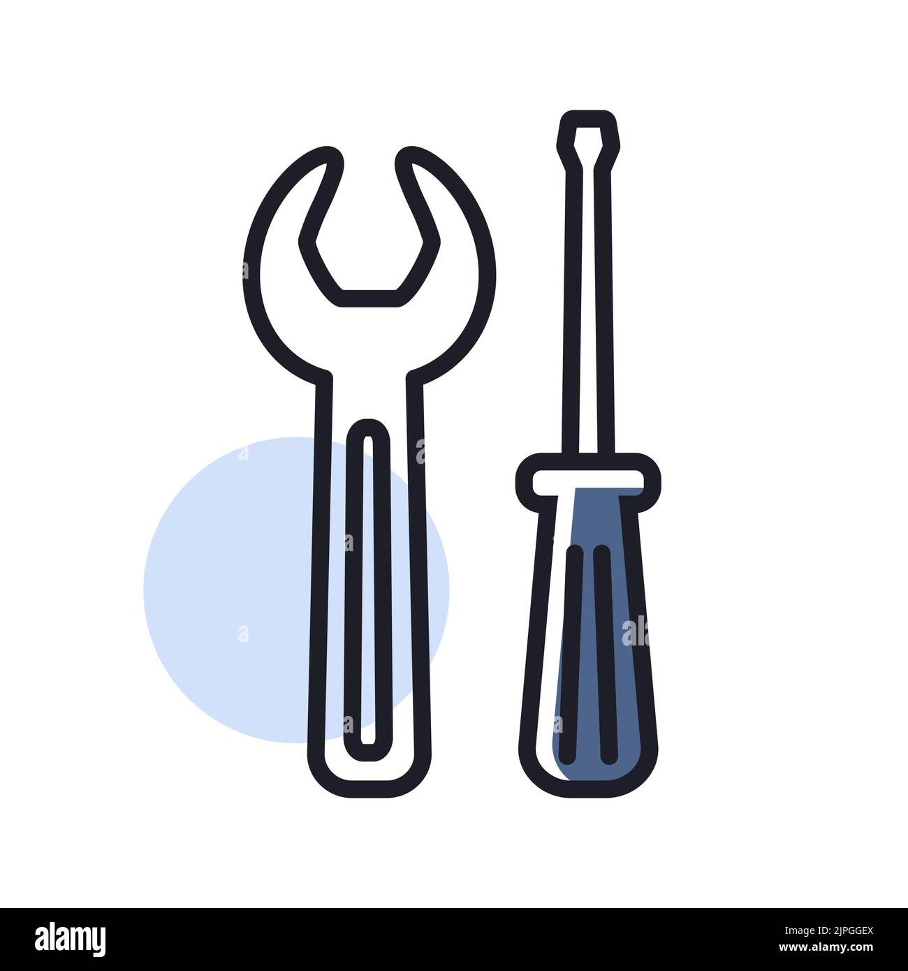 Screwdriver and wrench vector icon. Construction, repair and building ...