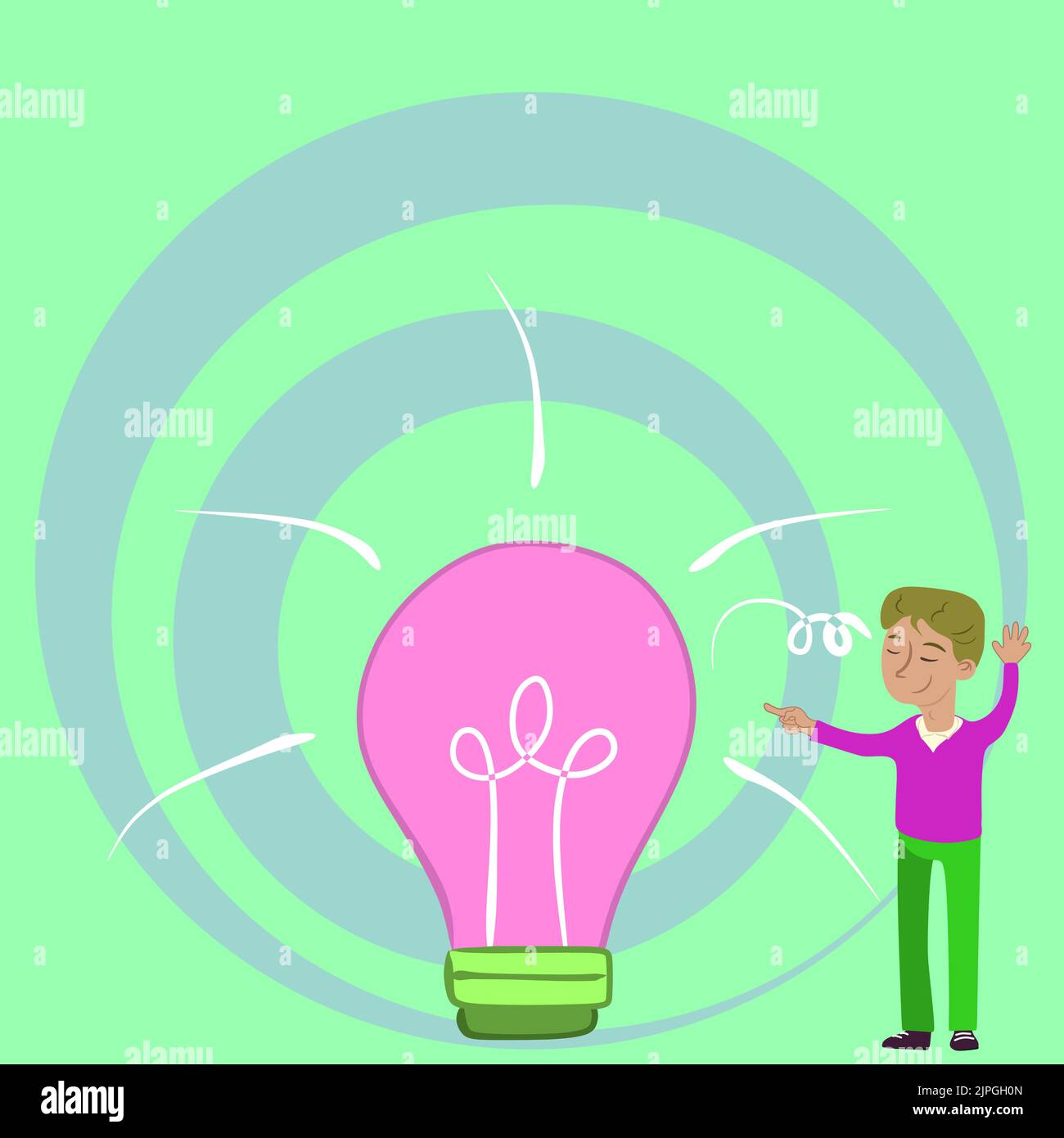 Gentleman Standing Having New Idea Presented With Large Light Bulb ...