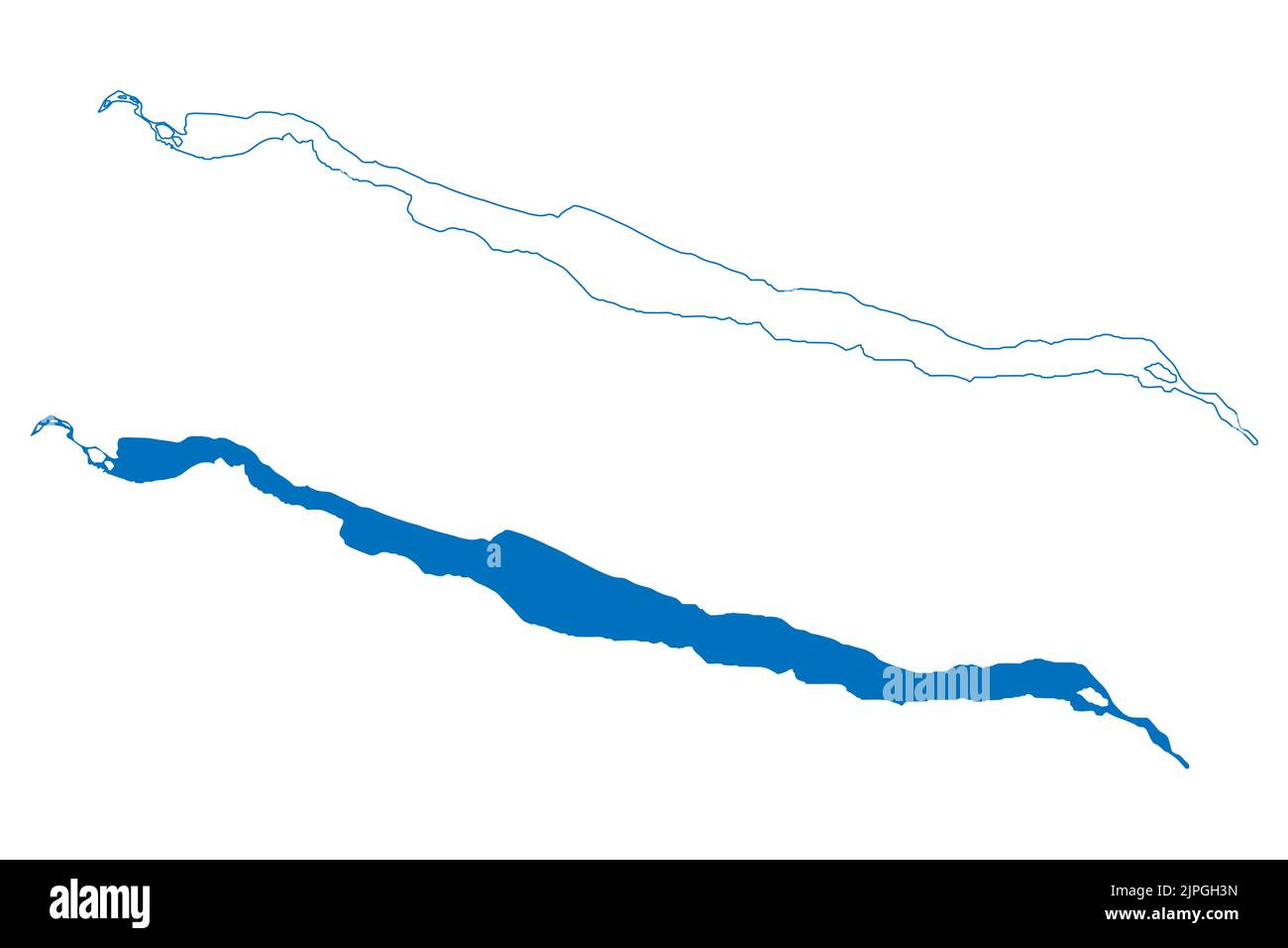 Lake Bandak (Kingdom of Norway) map vector illustration, scribble ...