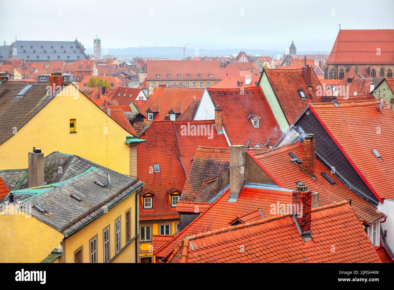 Tiled roofs view from above . Traditional red rooftops in old town ...