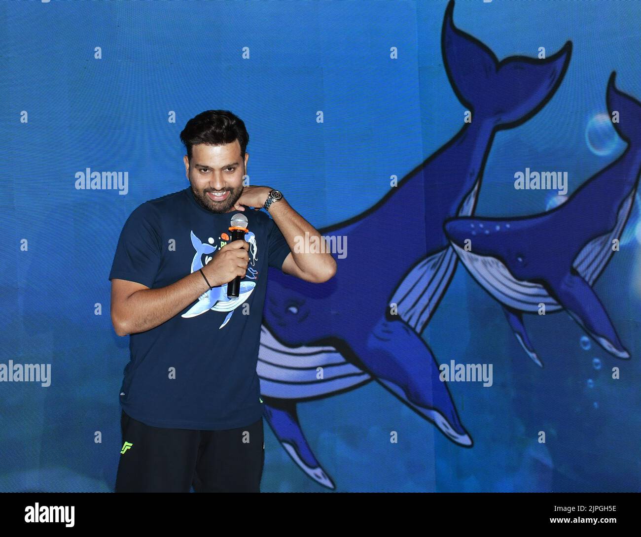 Indian cricket captain Rohit Sharma interacts with the media during the ...