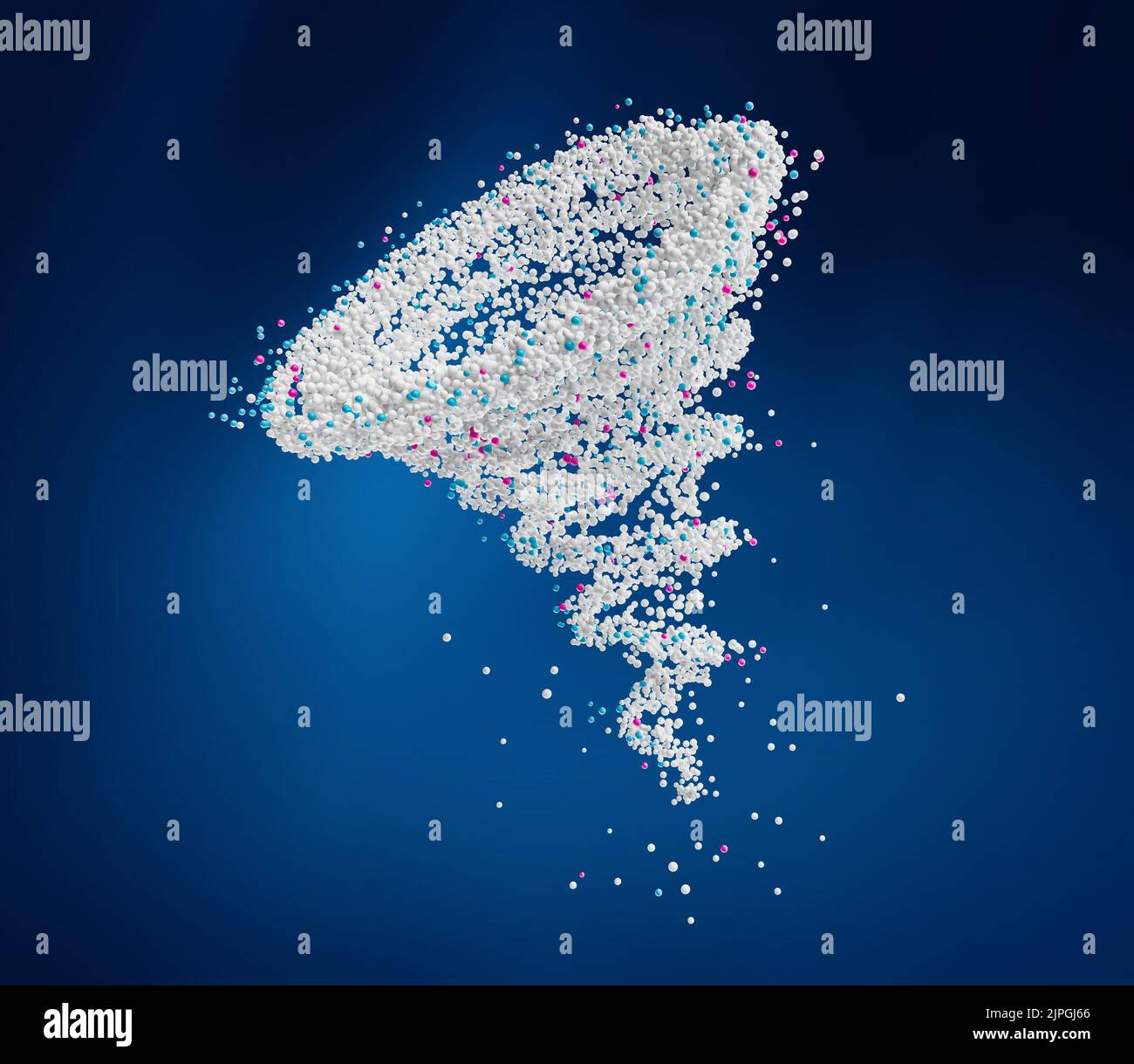 A twisted powder of detergent grain flow and cyclone special effect ...