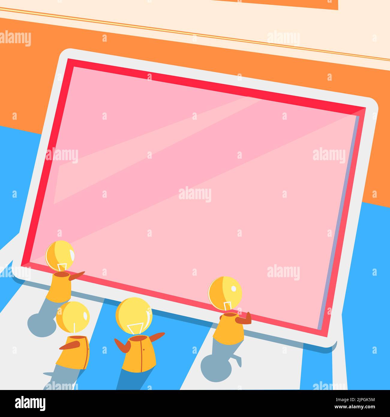 Little Robots Drawing Pressing On Tablet With Important Messages. Small ...