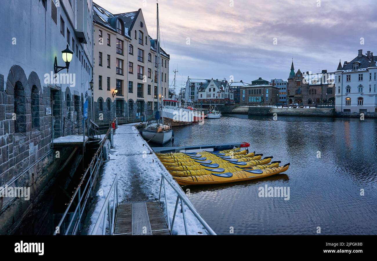 Downtown Ålesund in winter, Norway Stock Photo - Alamy