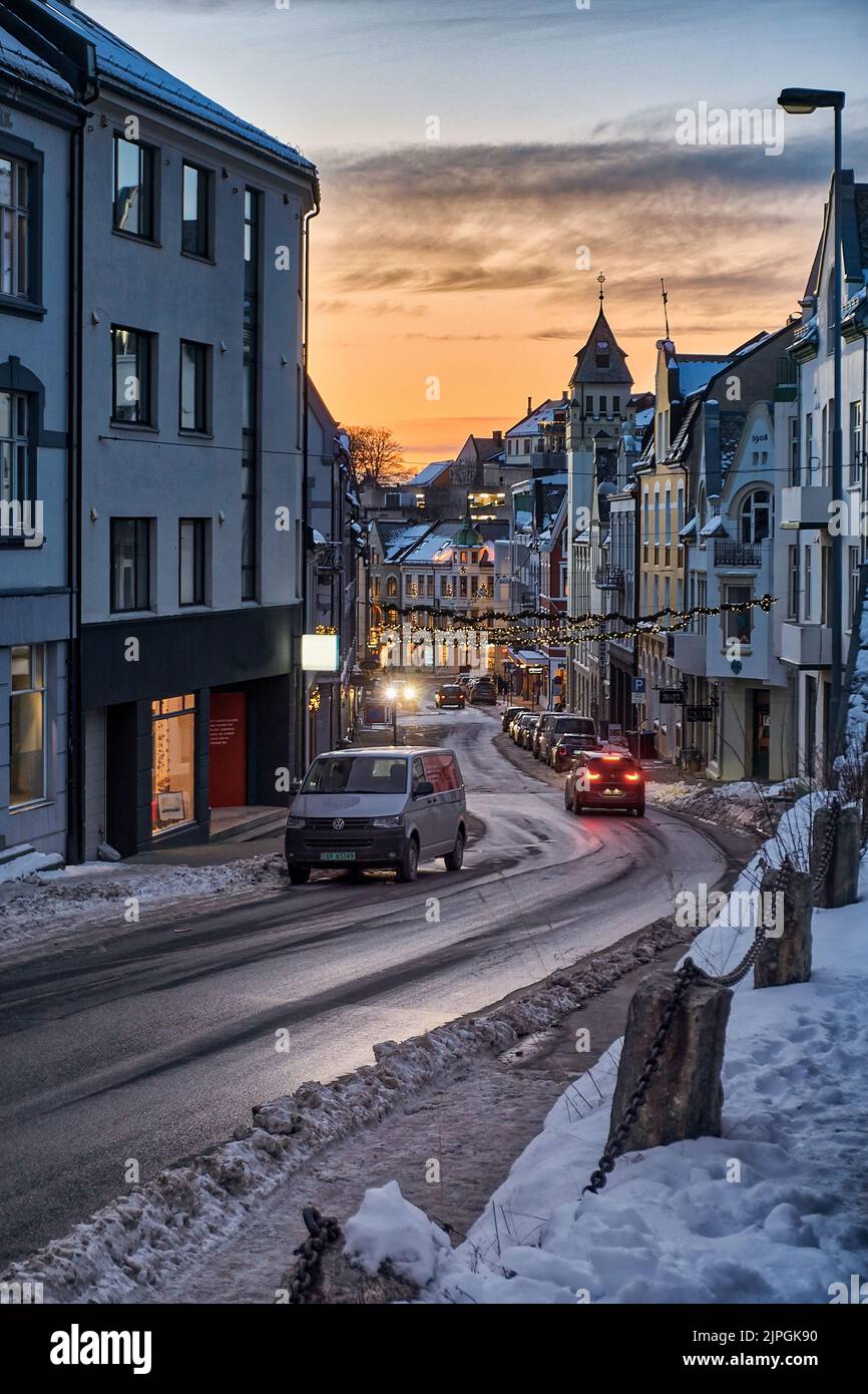 Downtown Ålesund in winter, Norway Stock Photo - Alamy