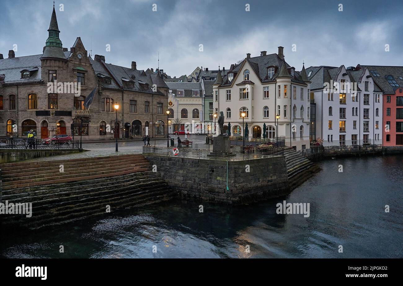 Downtown Ålesund in winter, Norway Stock Photo - Alamy