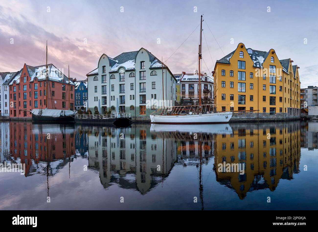 Downtown Ålesund in winter, Norway Stock Photo - Alamy
