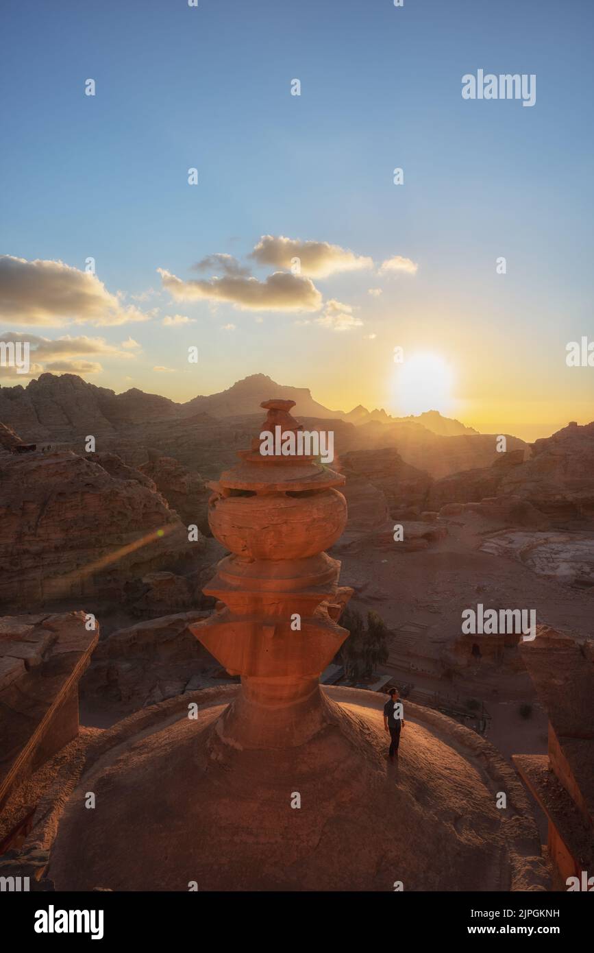 Admiring the sunset from the Monastery in Petra Stock Photo - Alamy