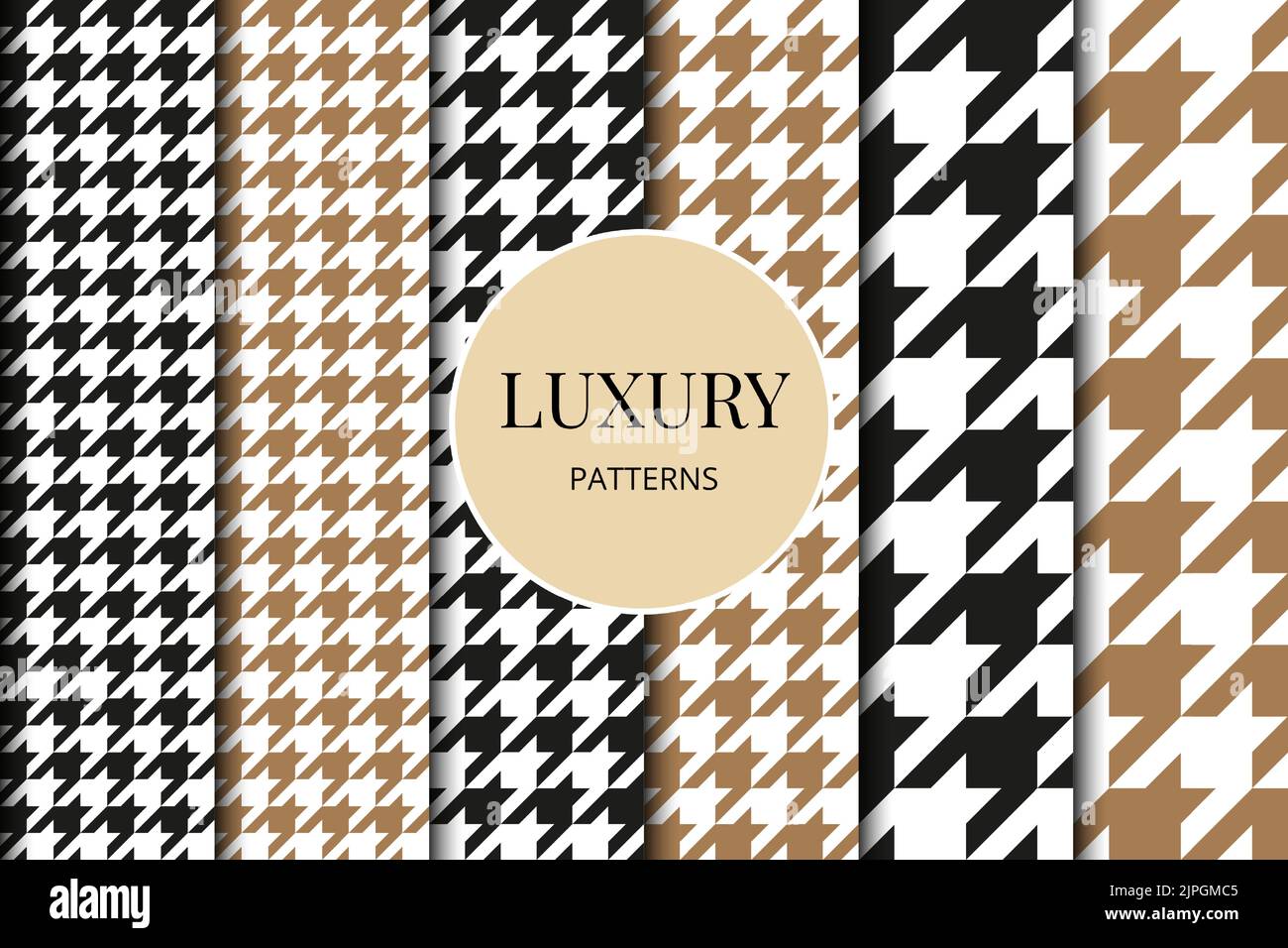 Houndstooth patterns set. Fabric background. Classical checkered ...