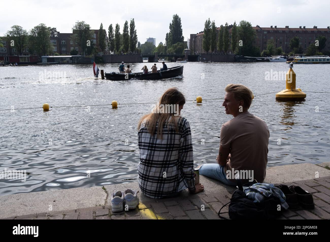 Netherlands, Amsterdam, July 2021. Illustration of daily life in ...